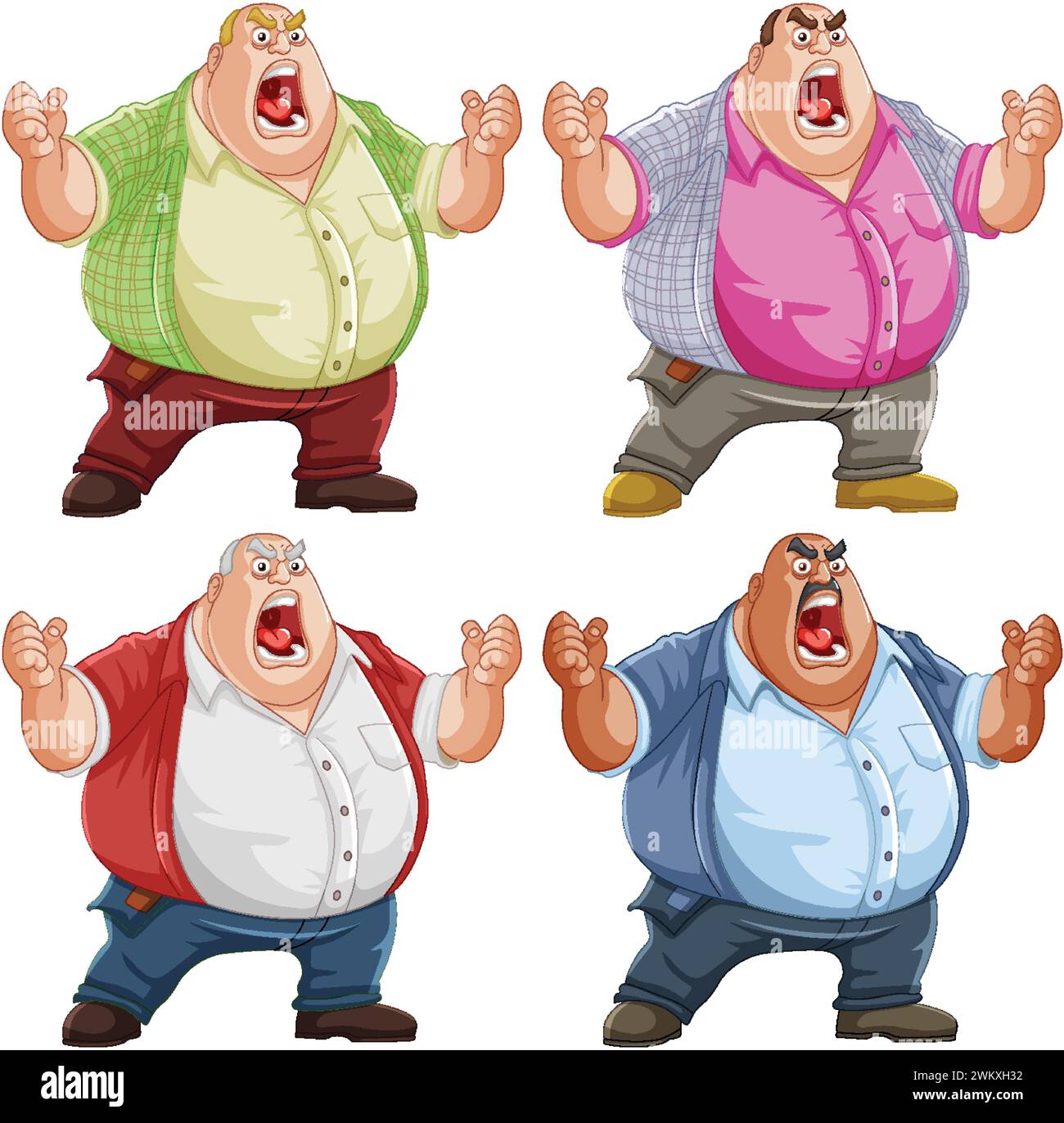 Four animated characters showing different emotions Stock Vector Image ...