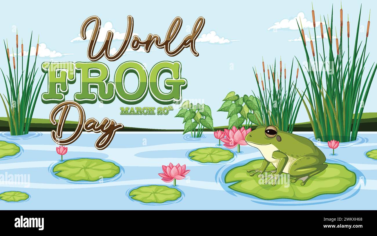 Vector illustration of a frog on World Frog Day Stock Vector Image ...