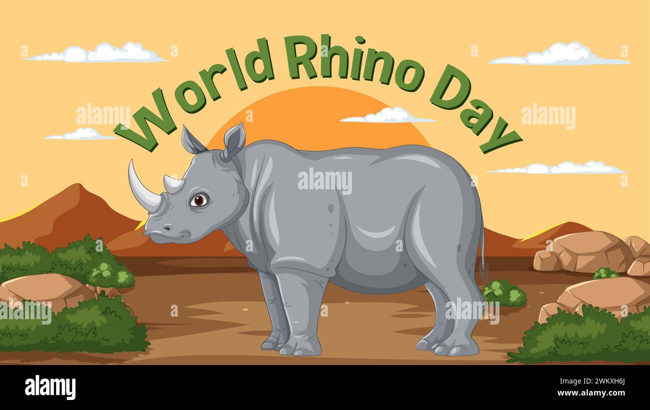 Vector graphic of a rhino on World Rhino Day Stock Vector Image & Art ...