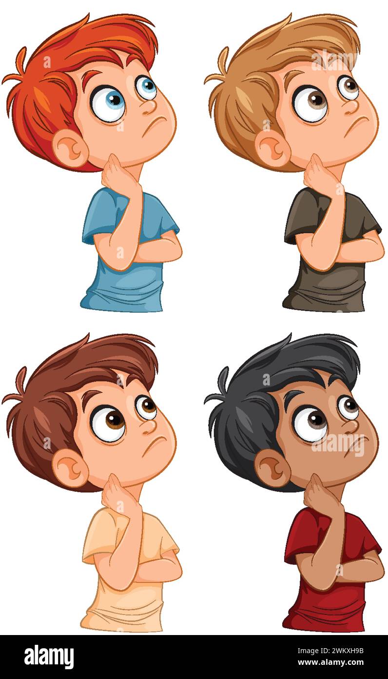 Four expressions boys Stock Vector Images - Alamy