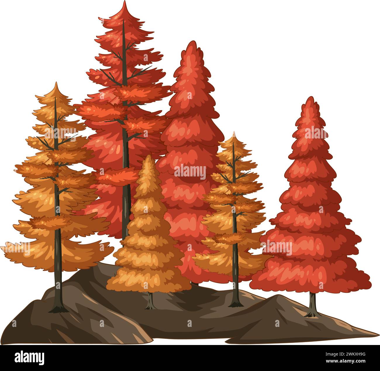 Colorful autumn trees in a stylized forest Stock Vector Image & Art - Alamy