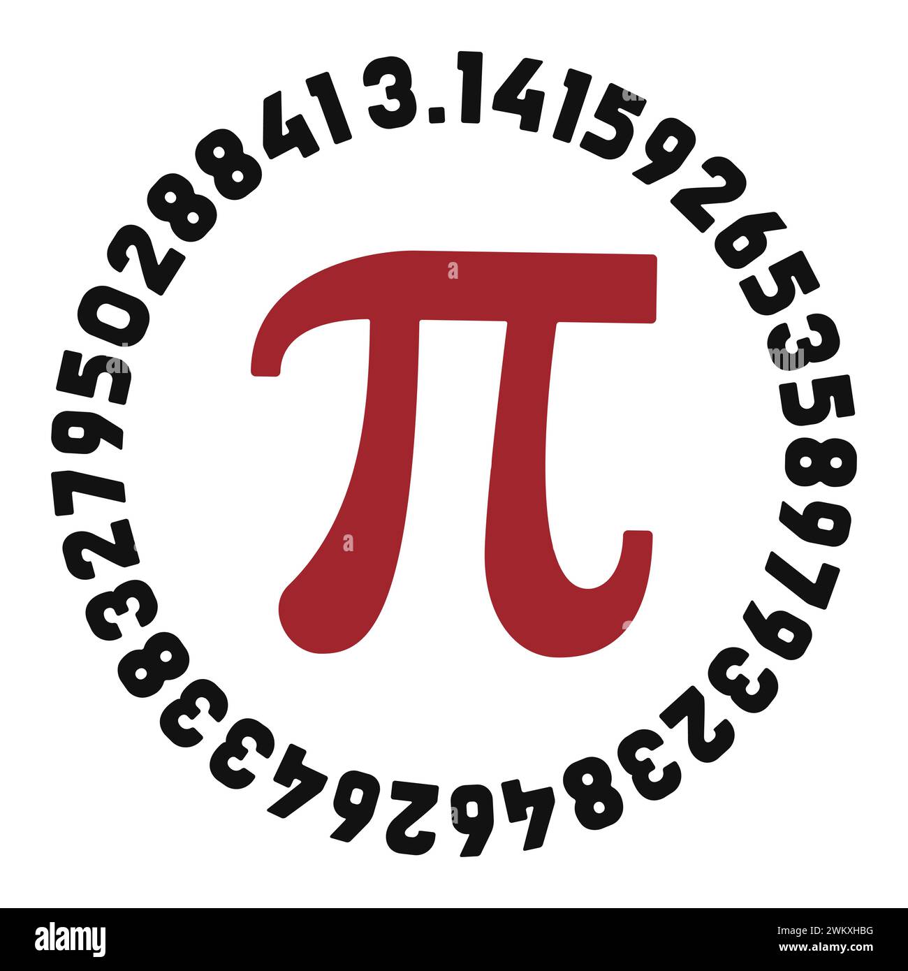 Pi symbol and 3,14 digits vector Mathematical constant concept round illustration. Math ...