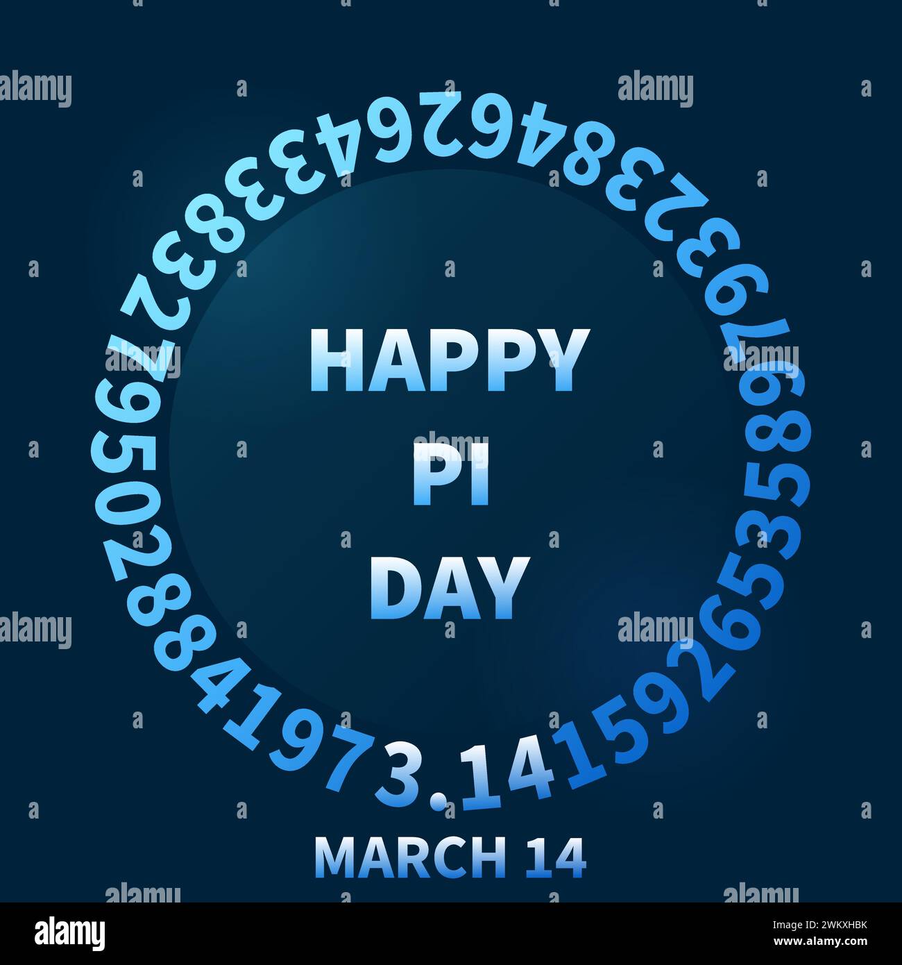March 14 Happy PI Day round background - Pi Numbers circle shaped concept vector modern ...