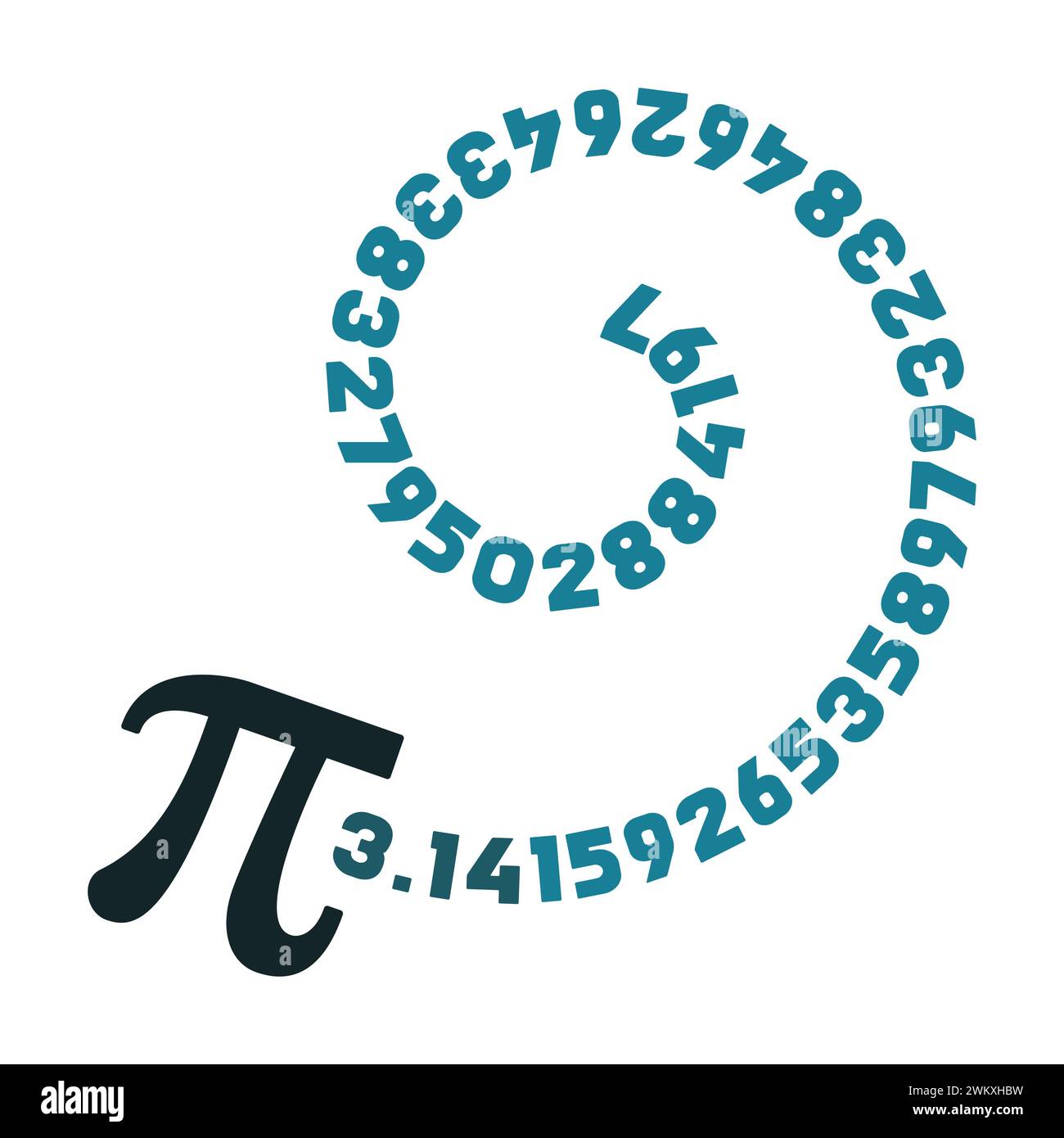 3,14 PI Spiral vector Irrational Mumber Mathematics concept ...