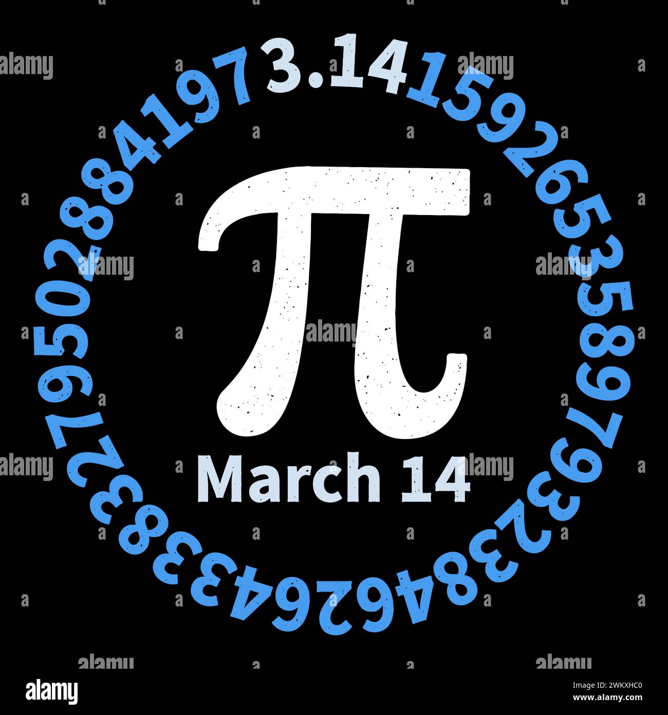March 14 PI Day round vector vintage background. Pi Digits in circle ...