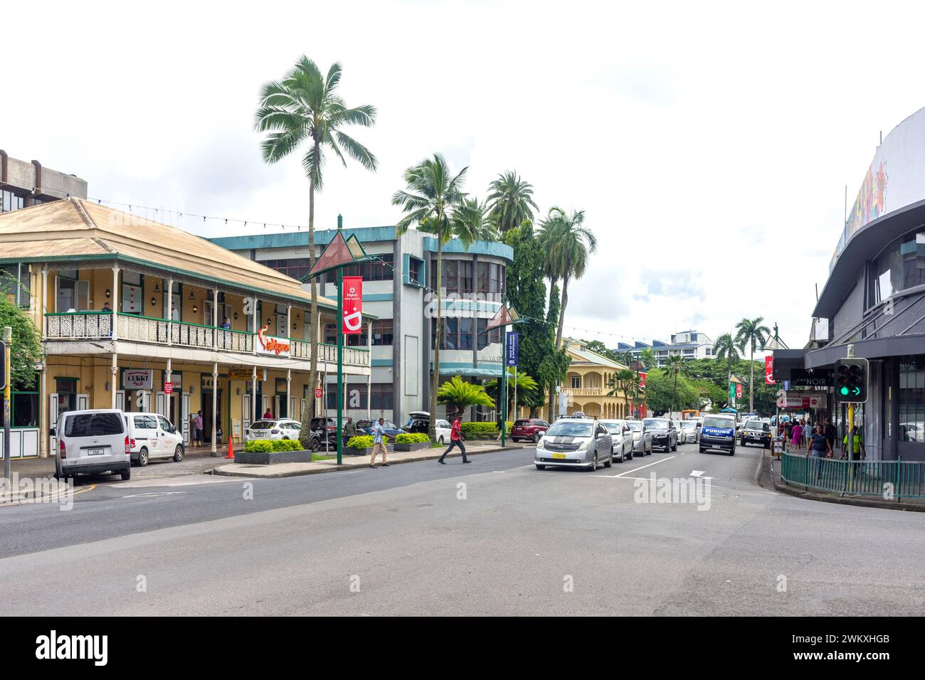 Buildings street scene traffic victoria parade suva city cities hi-res ...
