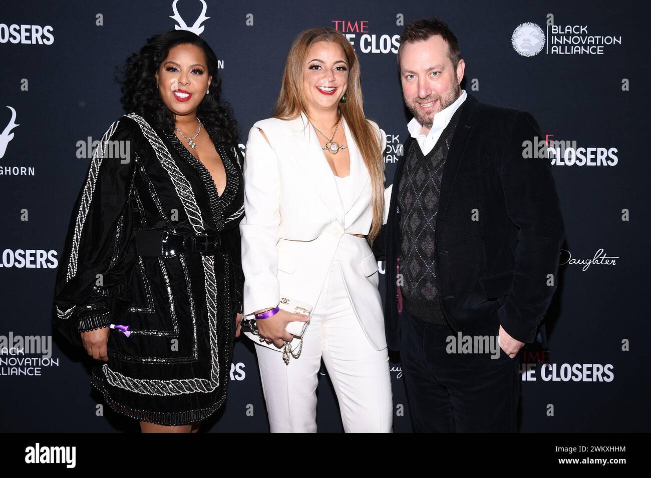 New York, USA. 22nd Feb, 2024. (L-R) Dia Simms, Erin Harris and Dan ...