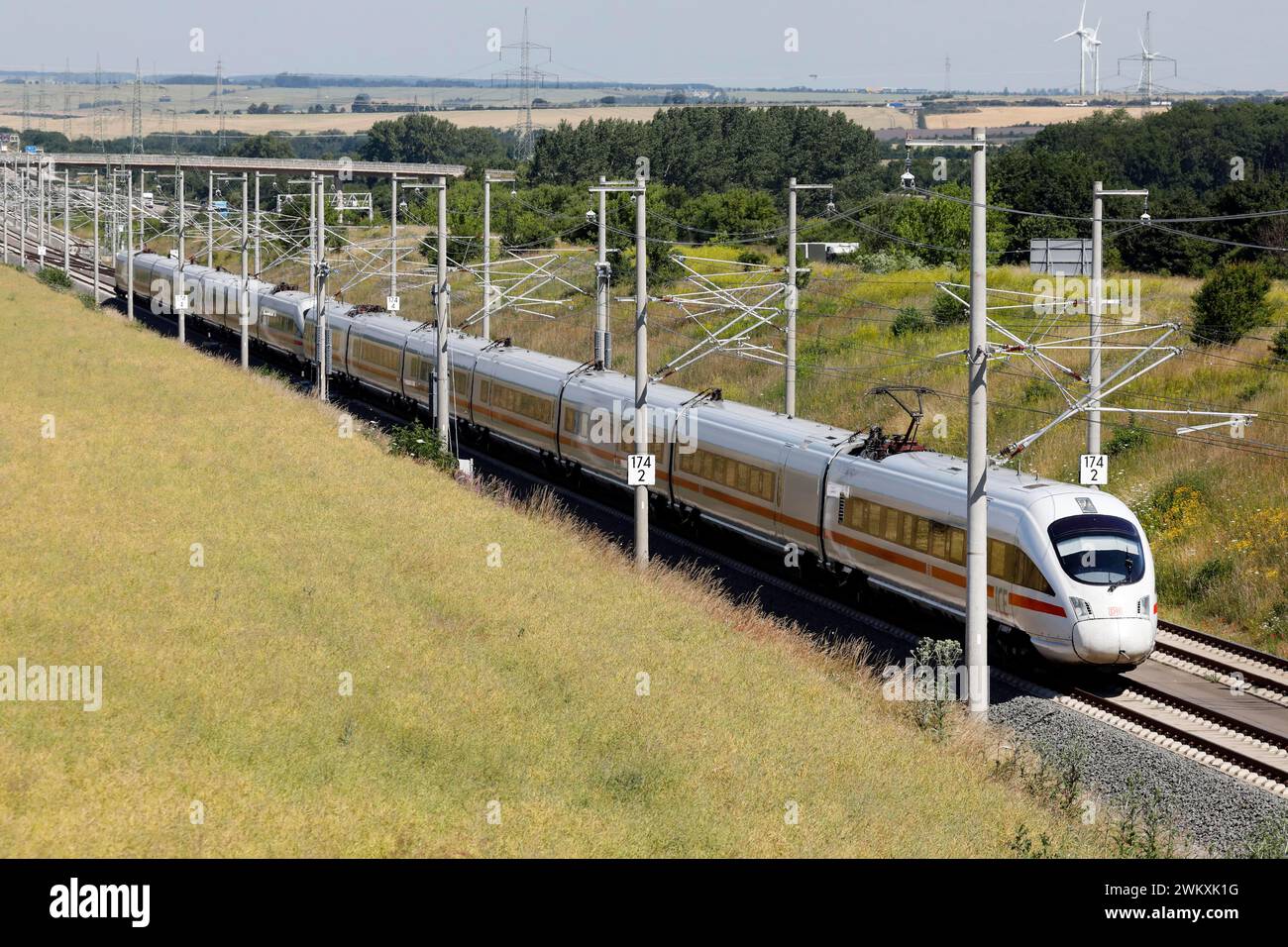 An ICE T on the high-speed line for ICE trains near Ichtershausen. The ...