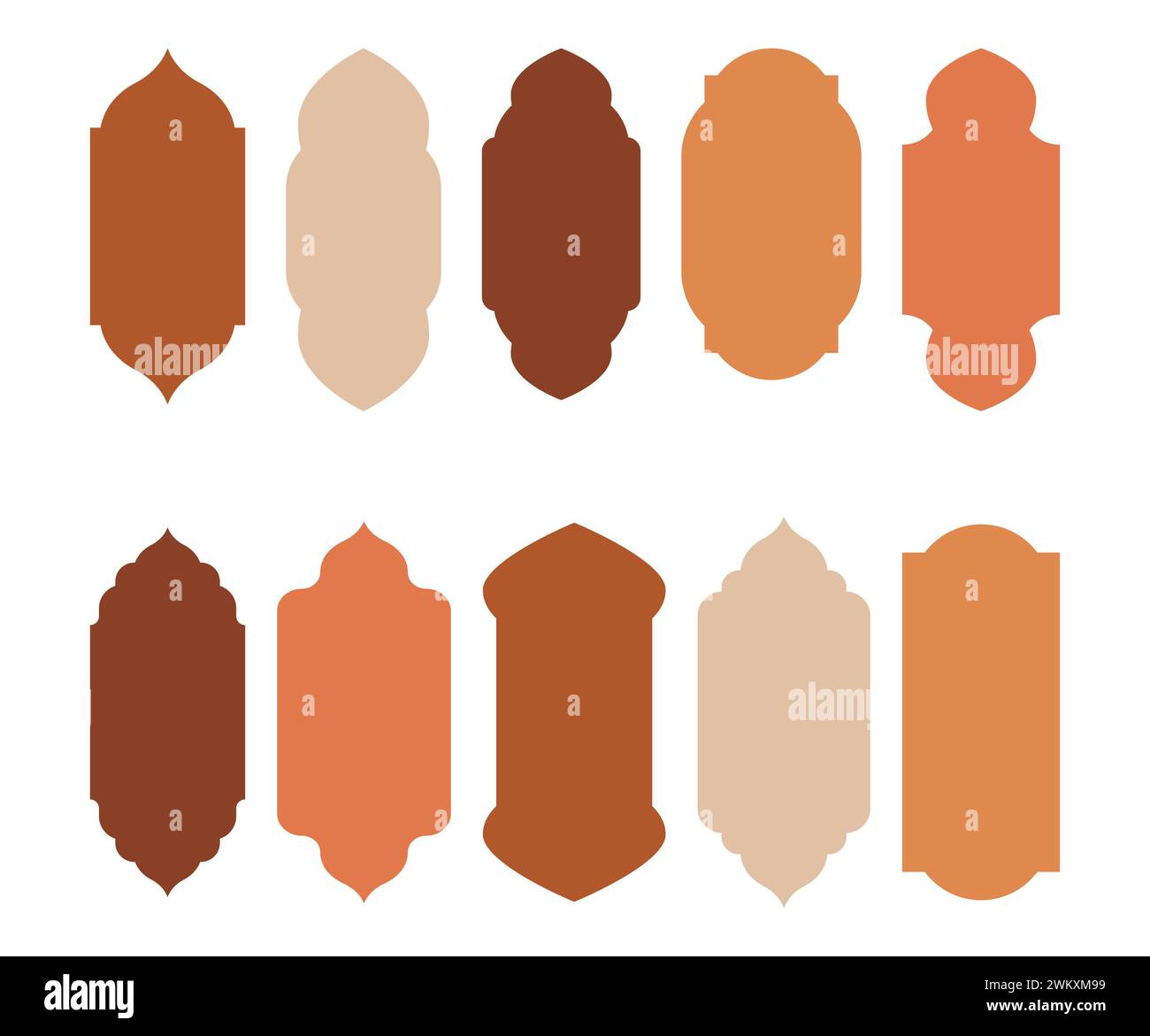 Islamic and ramadan kareem windows in oriental style. Border and frame ...