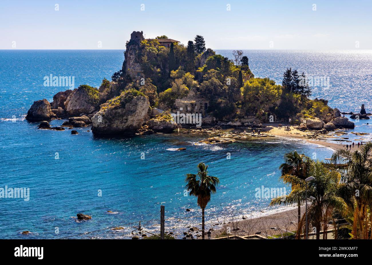 Taormina, Sicily, Italy - February 15, 2023: Panoramic view of Capo ...