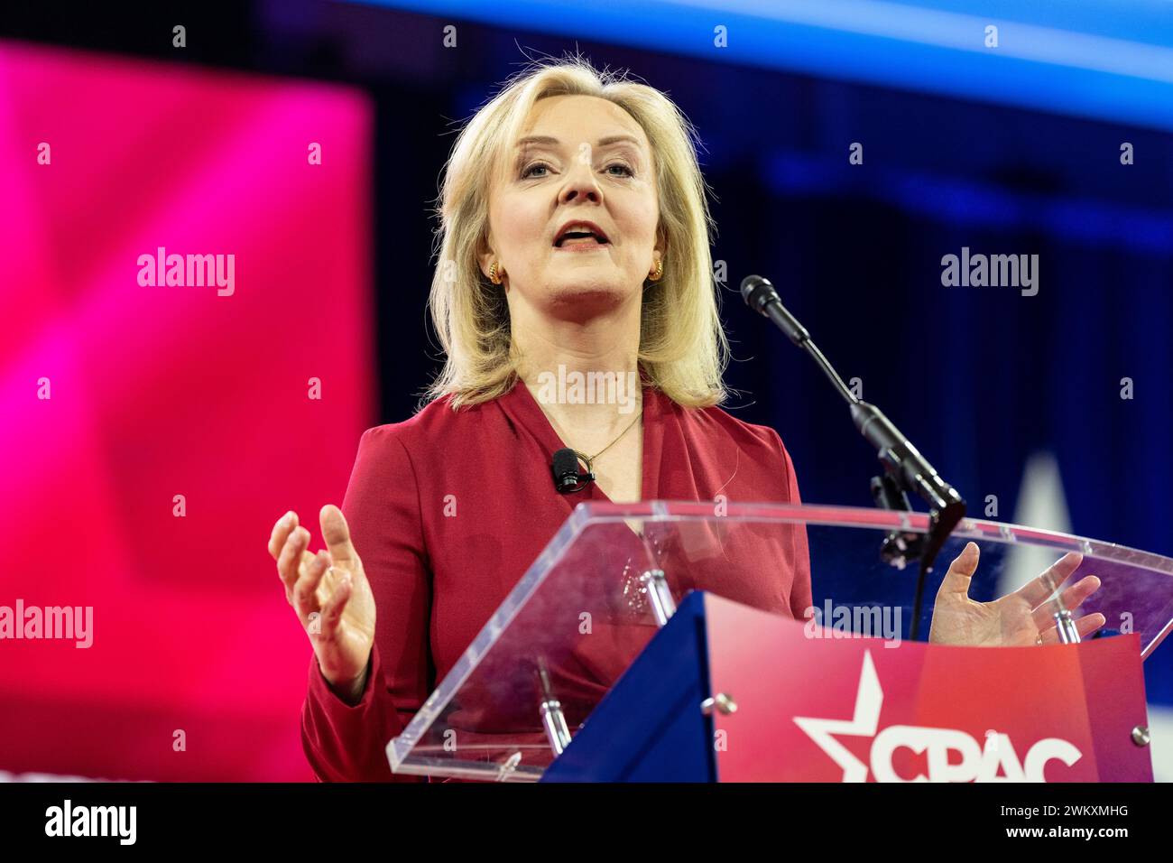 Liz Truss, Member of Parlament of United Kingdom speaks during CPAC ...