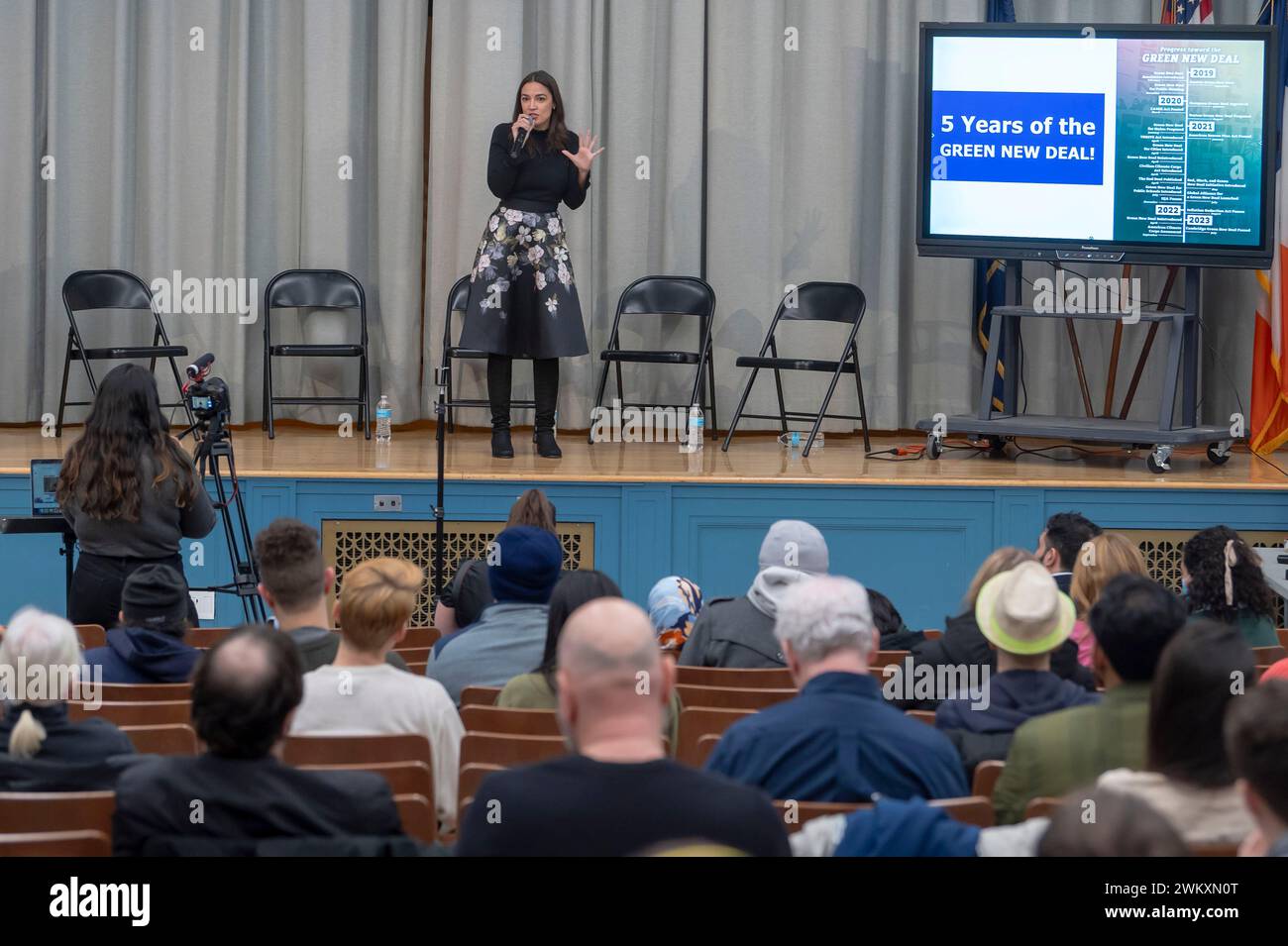 Rep. Alexandria Ocasio-Cortez delivers remarks at a Town Hall after ...