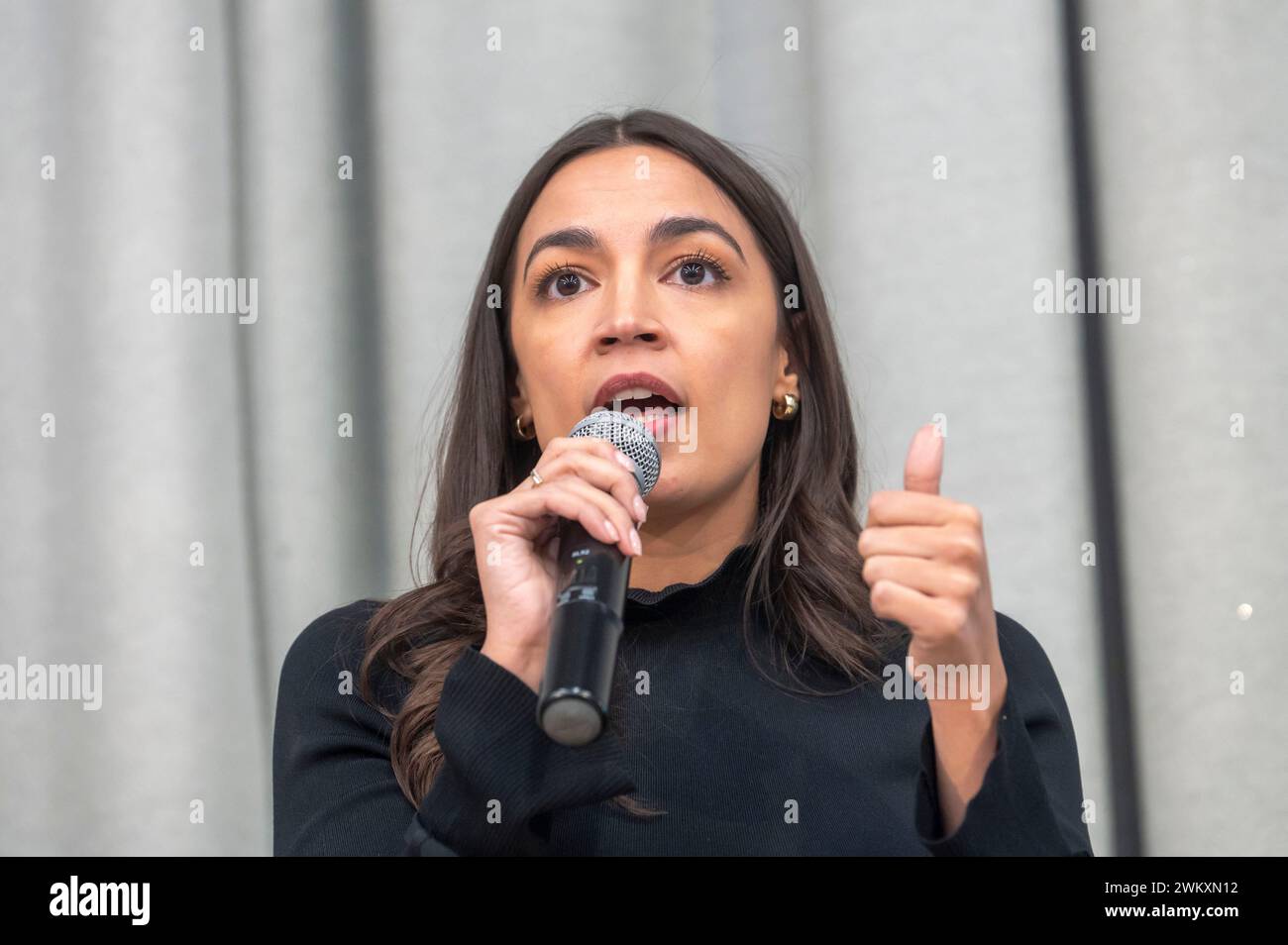 Rep. Alexandria Ocasio-Cortez delivers remarks at a Town Hall after ...