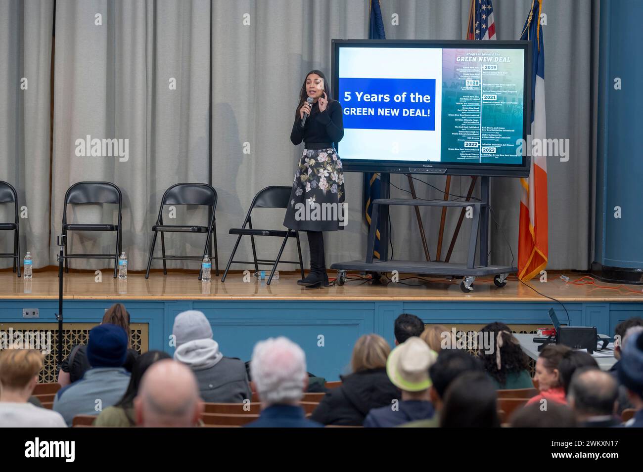 Rep. Alexandria Ocasio-Cortez delivers remarks at a Town Hall after ...