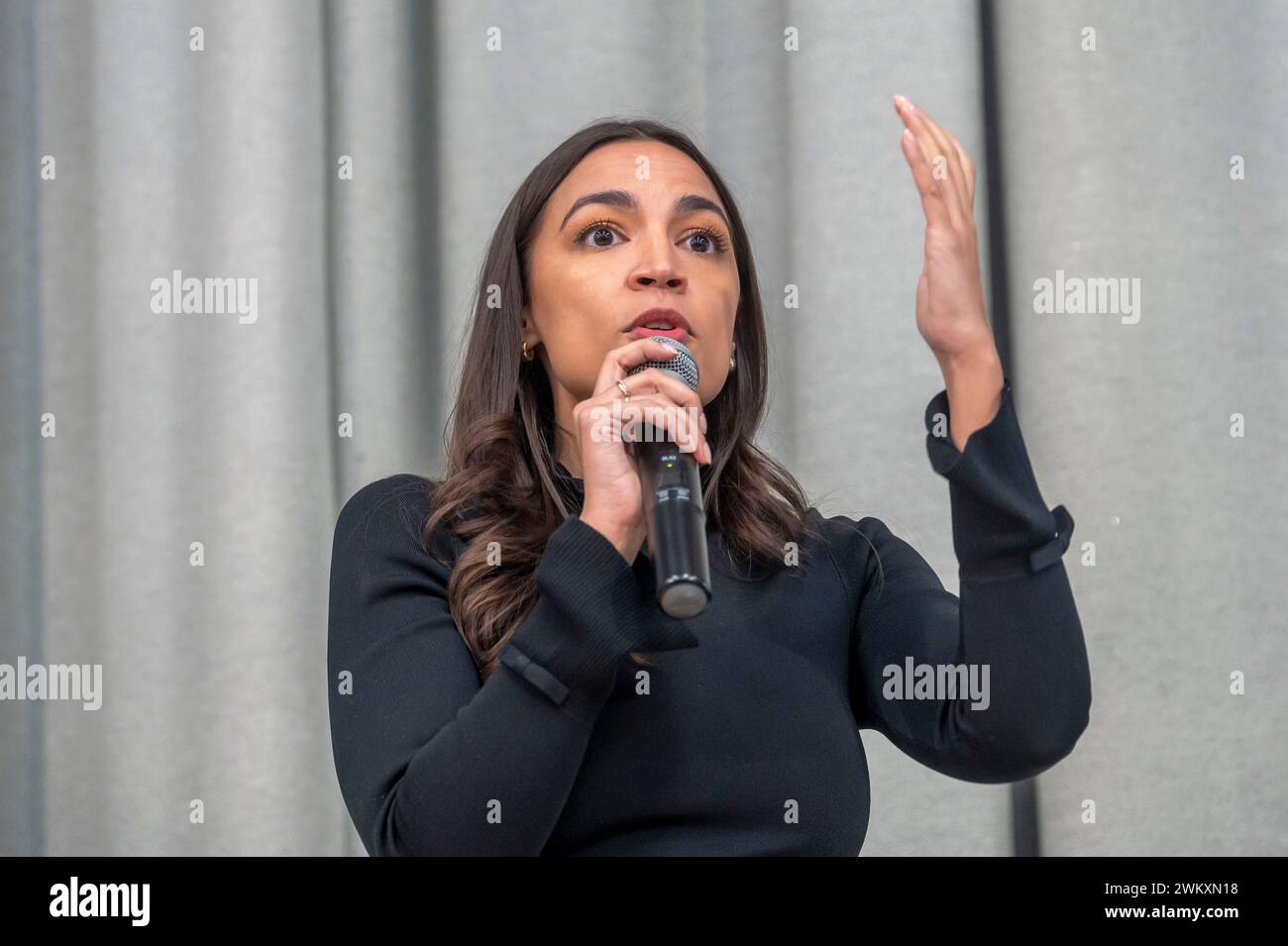 Rep. Alexandria Ocasio-Cortez delivers remarks at a Town Hall after ...
