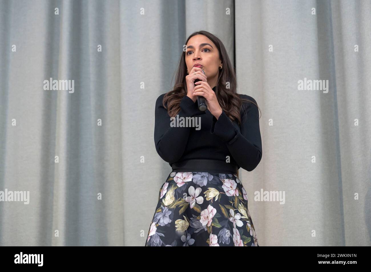 Rep. Alexandria Ocasio-Cortez delivers remarks at a Town Hall after ...