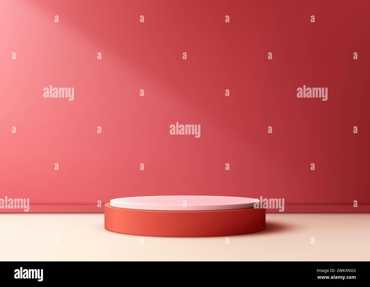 Red 3D podium mockup ideal for retail displays. Showcase products in a ...