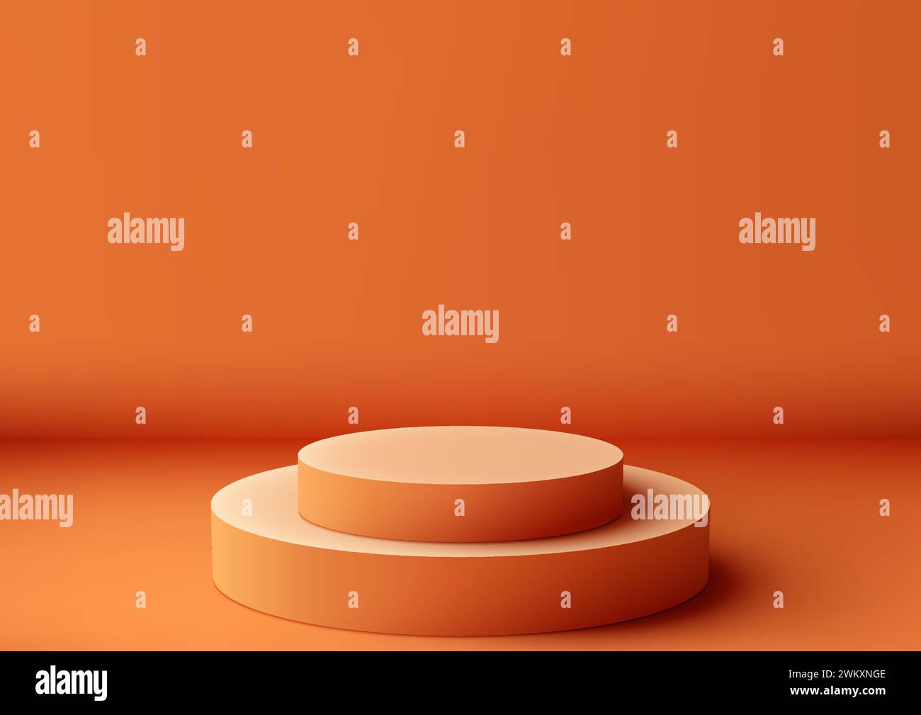 3D orange podium with geometric shapes minimal wall scene background ...