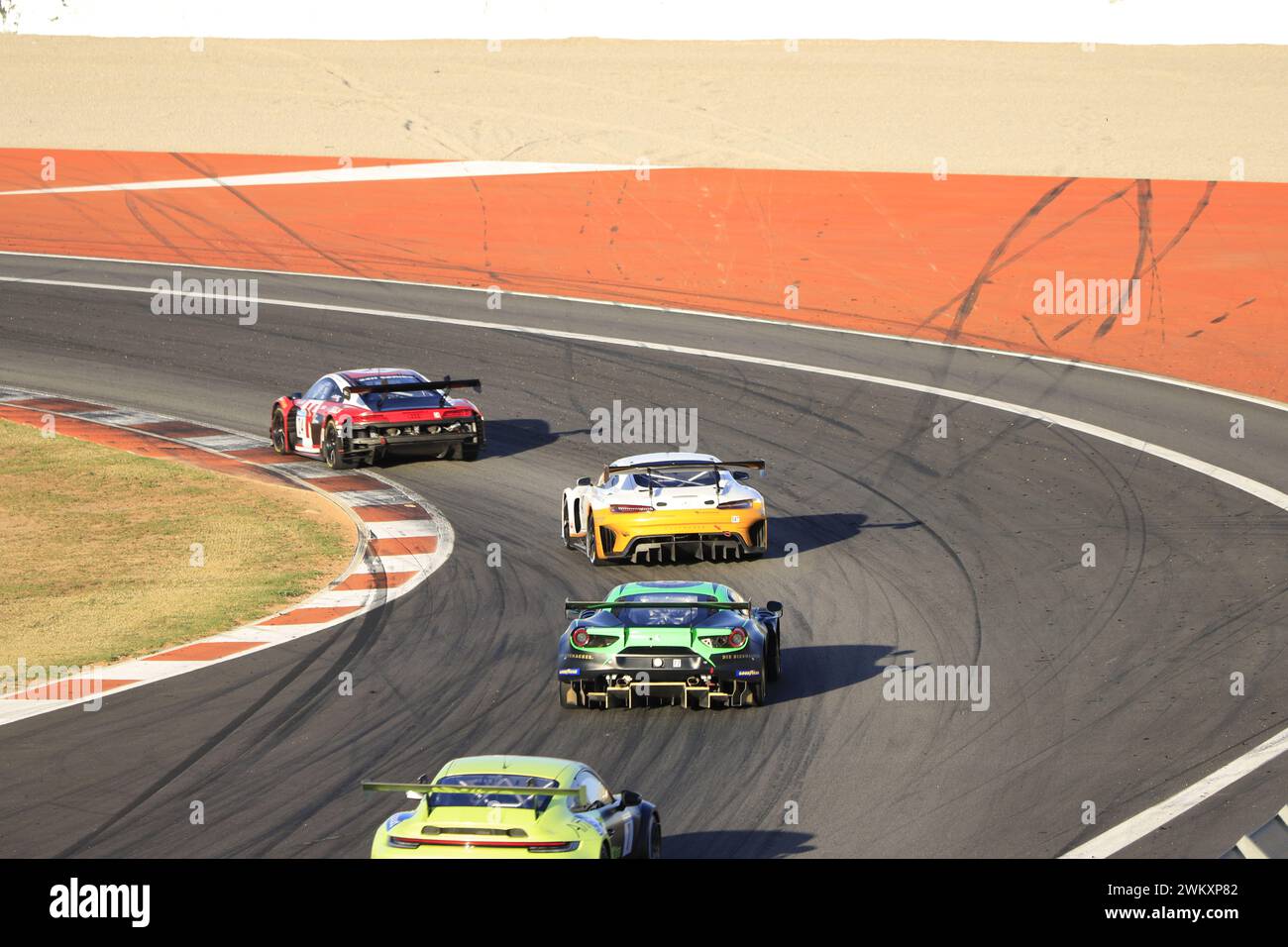 A GT3 category competition cars running on the Ricardo Tormo circuit in ...