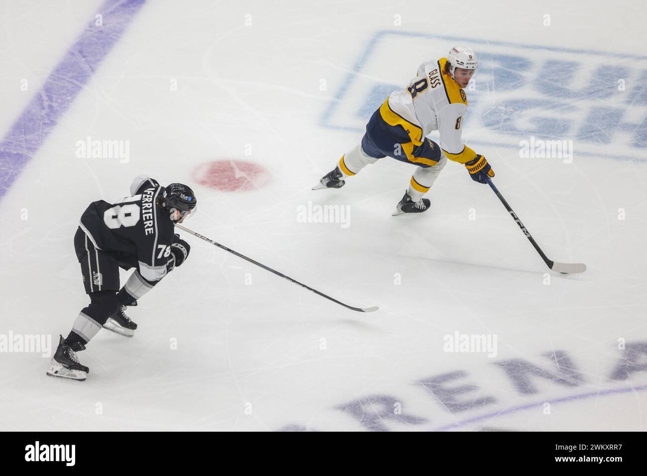 Los Angeles Kings right wing Alex Laferriere (78) pursues Nashville ...