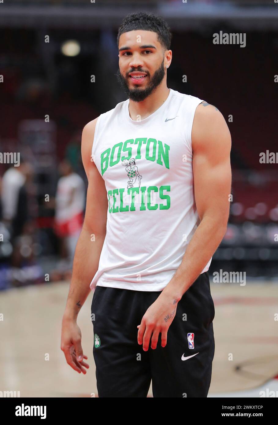 CHICAGO, IL - FEBRUARY 22: Jayson Tatum #0 of the Boston Celtics looks ...