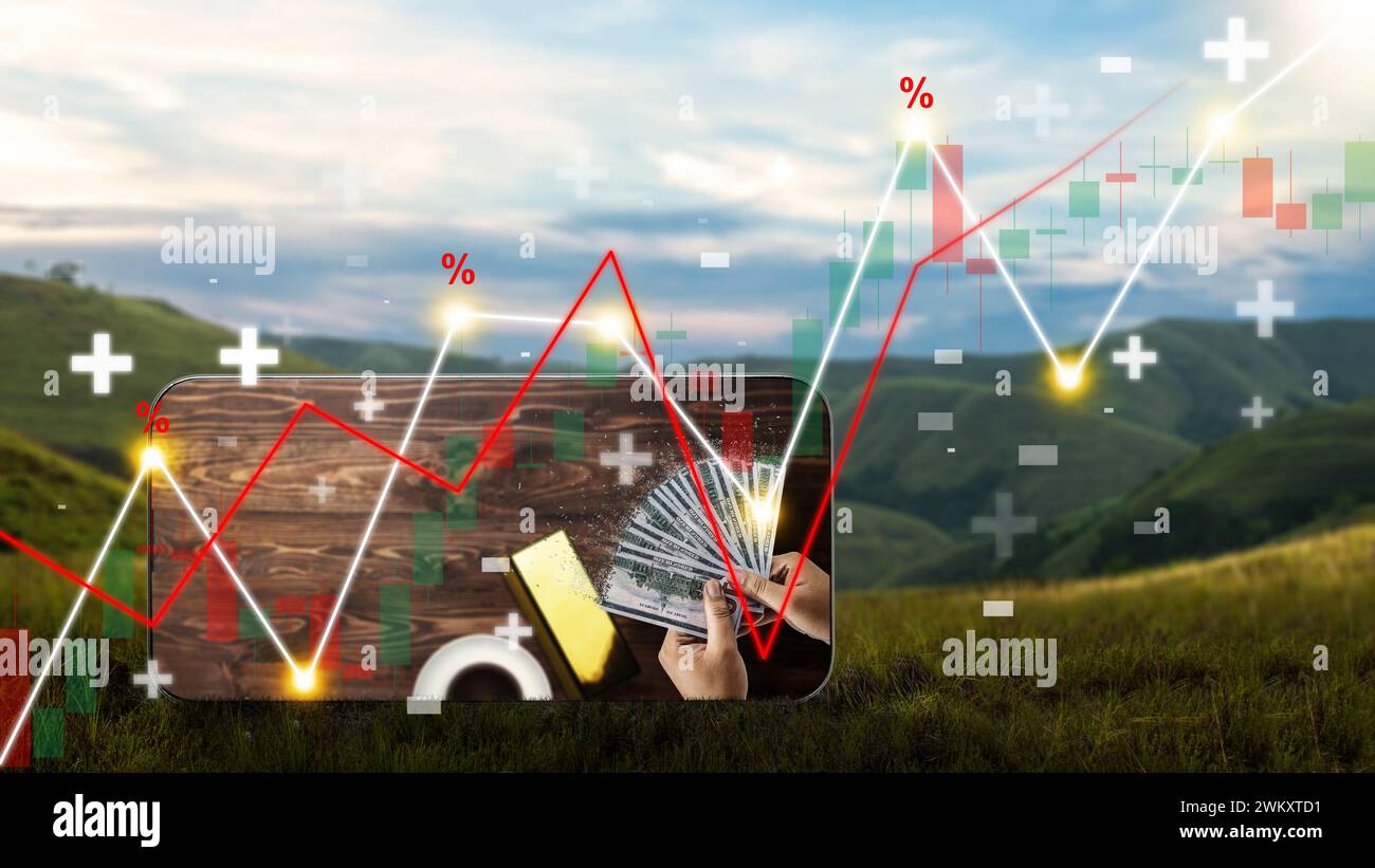 Mobile phone screen view of human hand holding disappearing money with ...