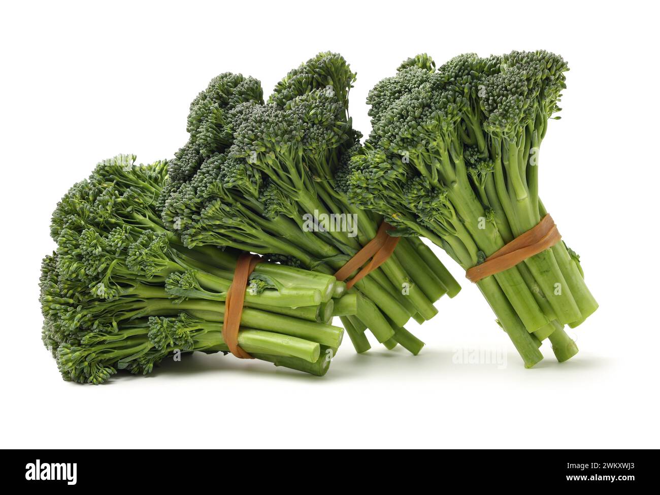 broccolini baby broccoli on white background Stock Photo - Alamy