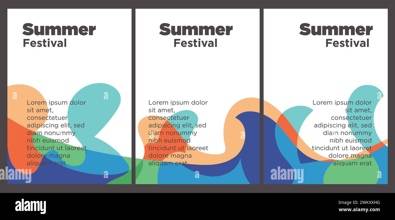 Summer Music Festival event publication set with abstract background ...