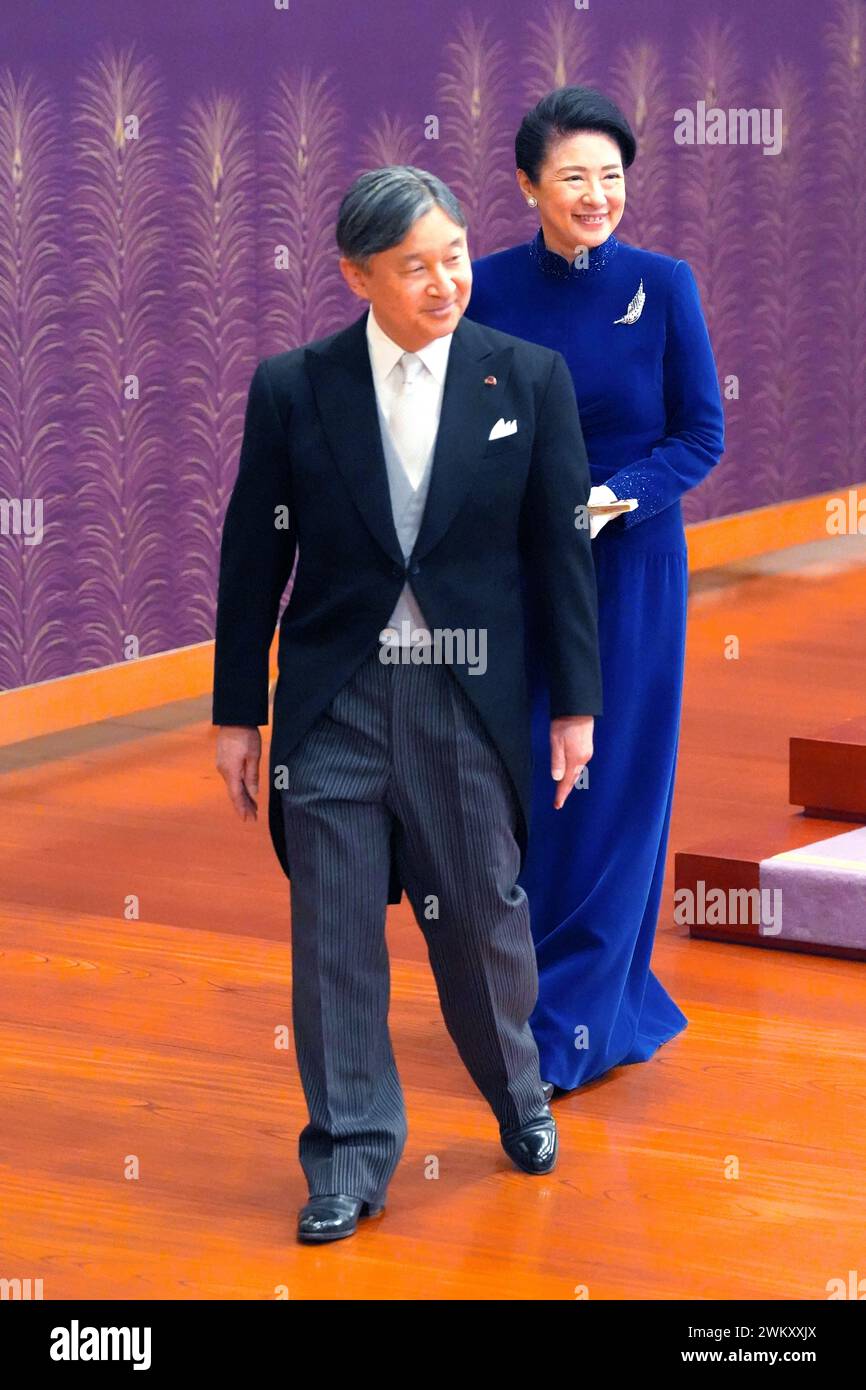 Japanese Emperor Naruhito attends an event to celebrate his 64th ...