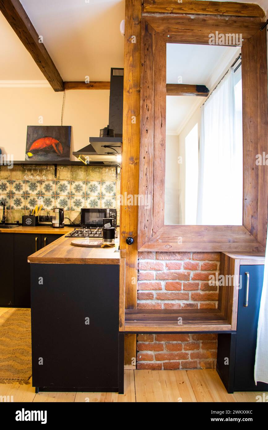 House apartment kitchen interior design Stock Photo - Alamy