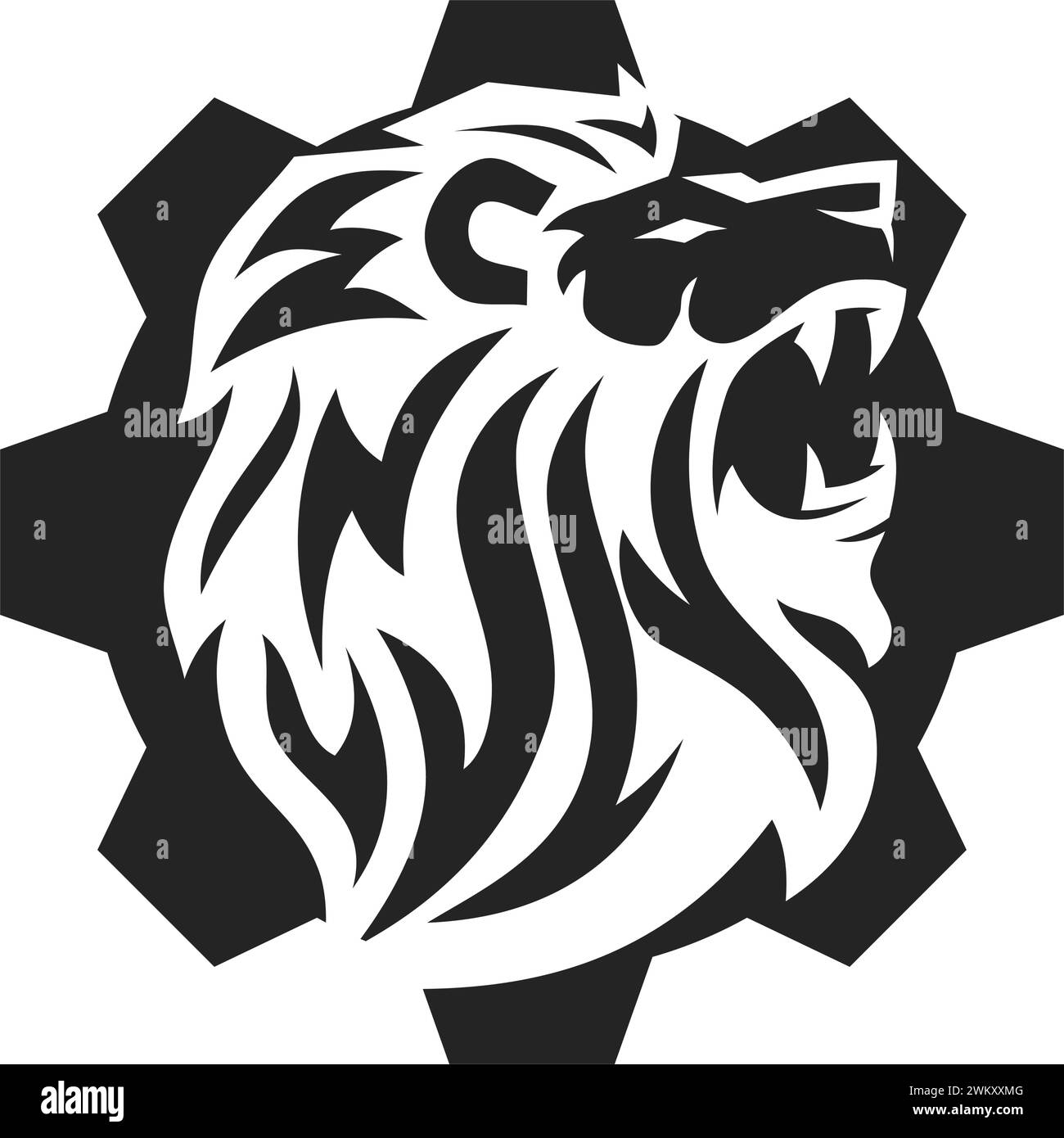 Lion Gear template Isolated. Brand Identity. Icon Abstract Vector ...