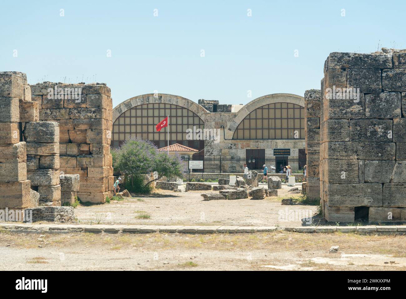 Pamukkale, Turkey - July 17, 2023: Hierapolis Archaeological Museum Contained within ruins of ...