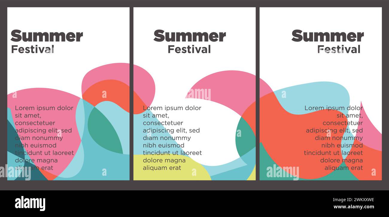 Summer Music Festival event publication set with abstract background ...