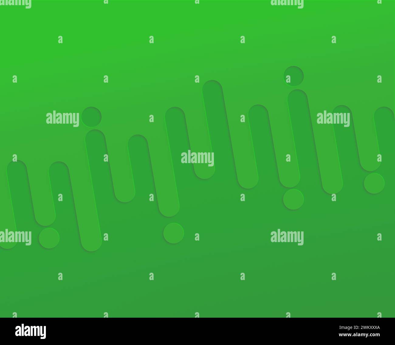 Tilted and rounded bright green lines on green background. High ...