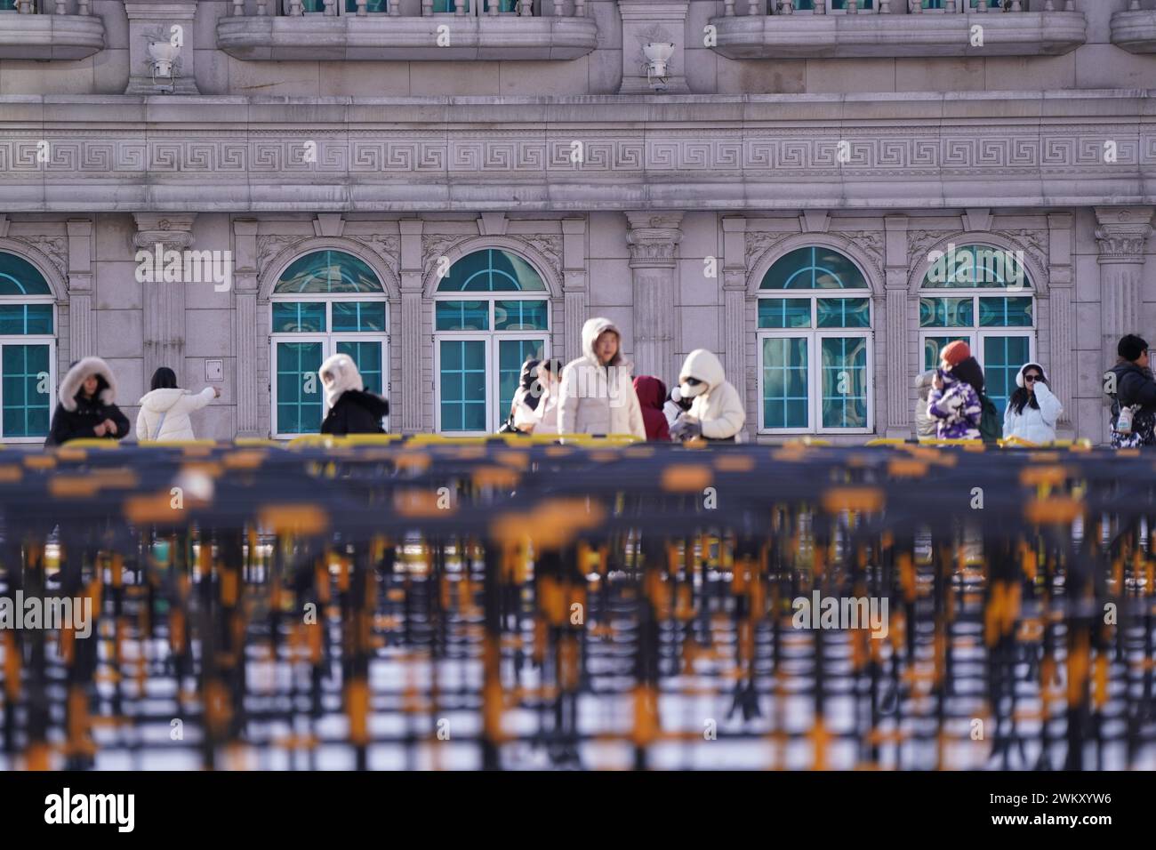 Tourists visit the former office building of the No. 6 factory of ...