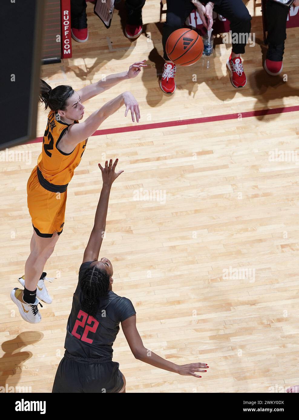 BLOOMINGTON, IN - FEBRUARY 22: Iowa Hawkeyes guard Caitlin Clark (22 ...
