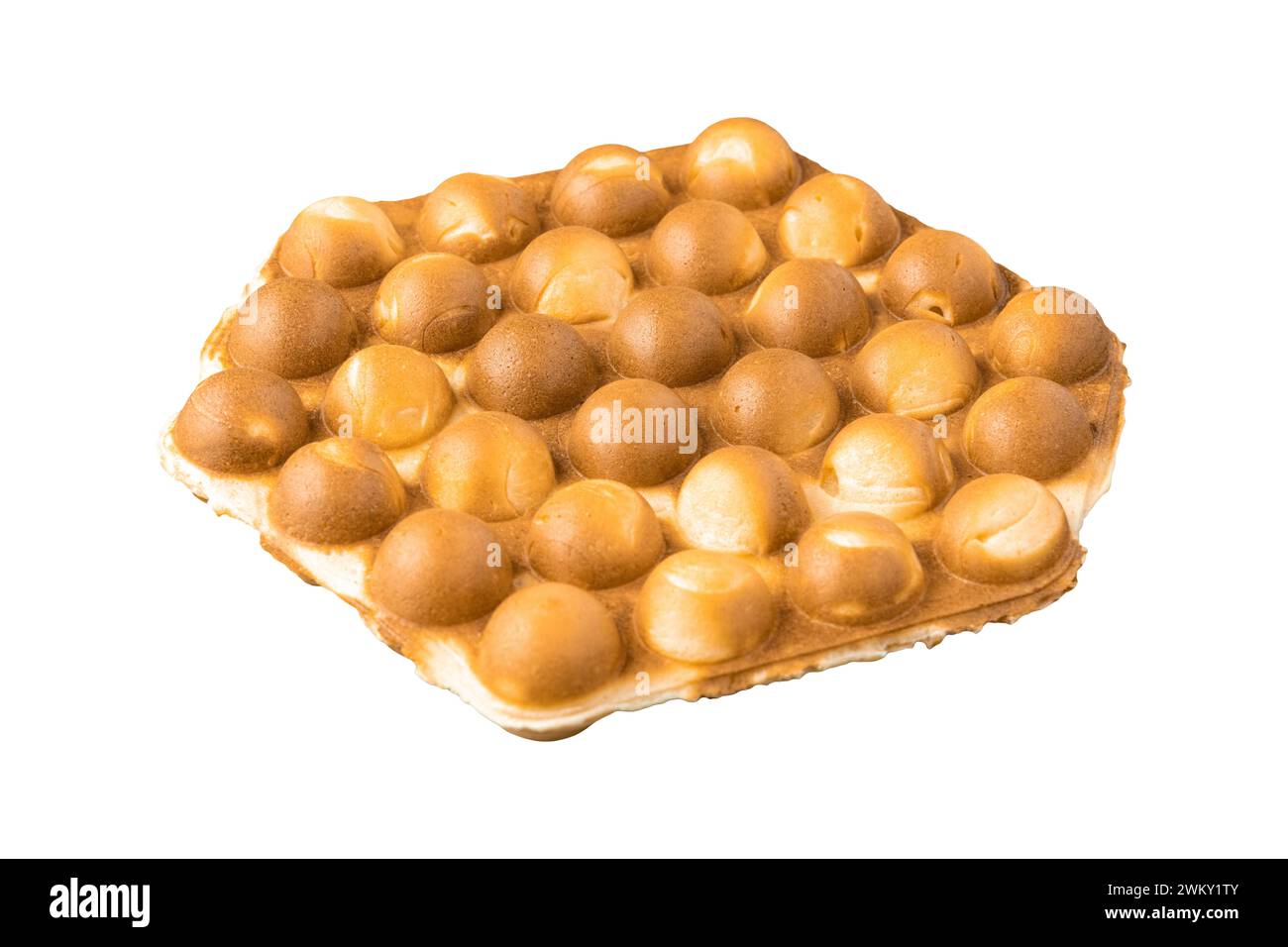 Freshly baked bubble waffle without topping on white background Stock ...