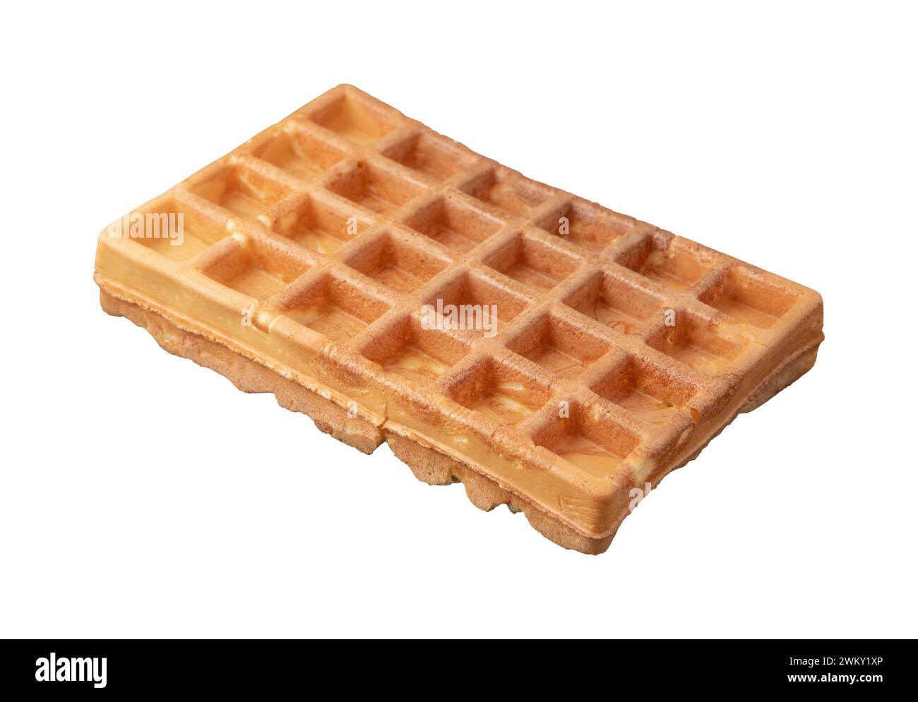 Freshly baked single Belgian waffle on a white background Stock Photo ...