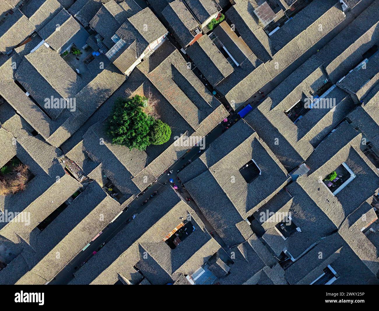 Aerial photo shows the Langzhong Ancient City in Nanchong City ...