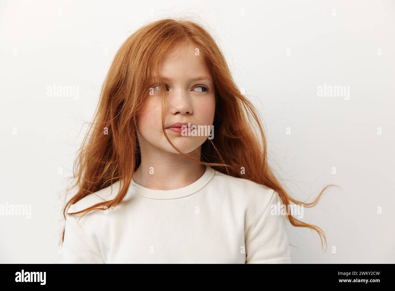 Woman model white person face isolated background young hair lady ...