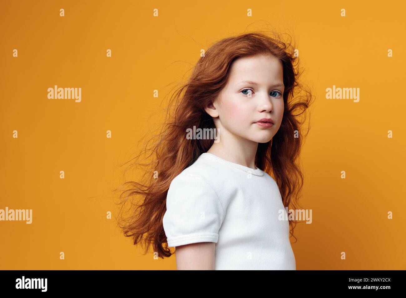 Ginger person face young caucasian expression portrait unhappy little ...