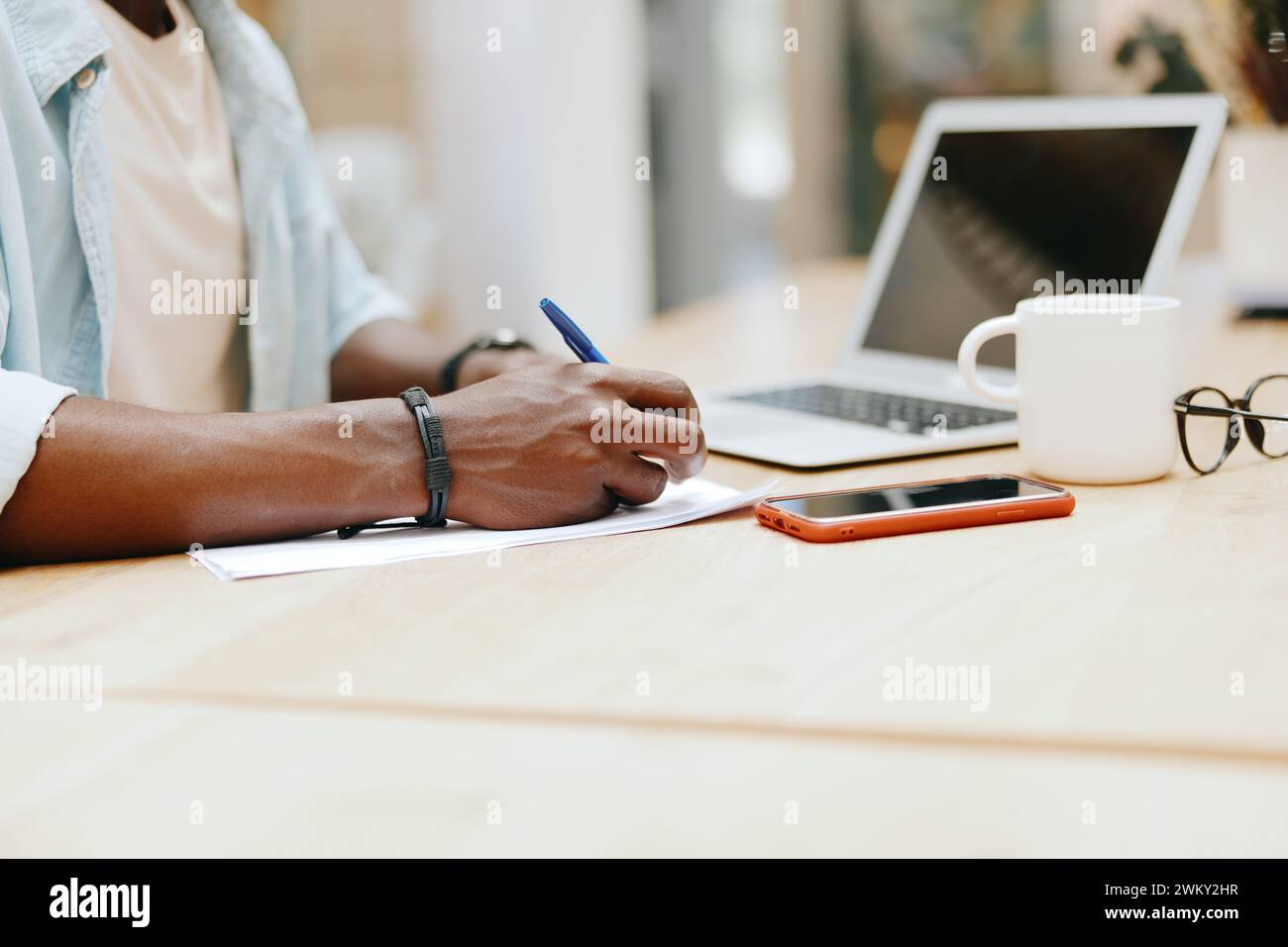 Business notebook working desk laptop person writing technology ...