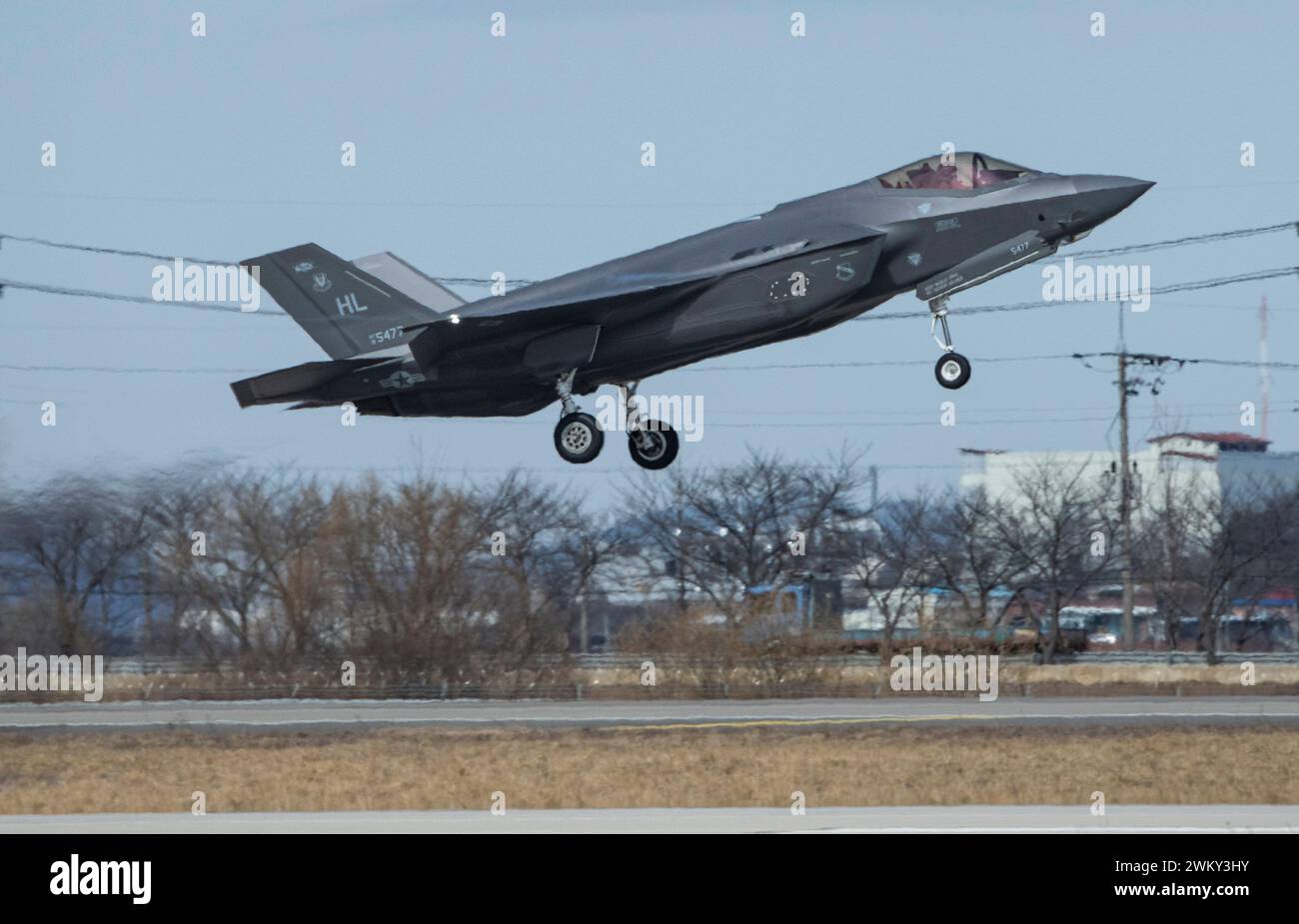 In this photo provided by South Korea Defense Ministry, an F-35A ...