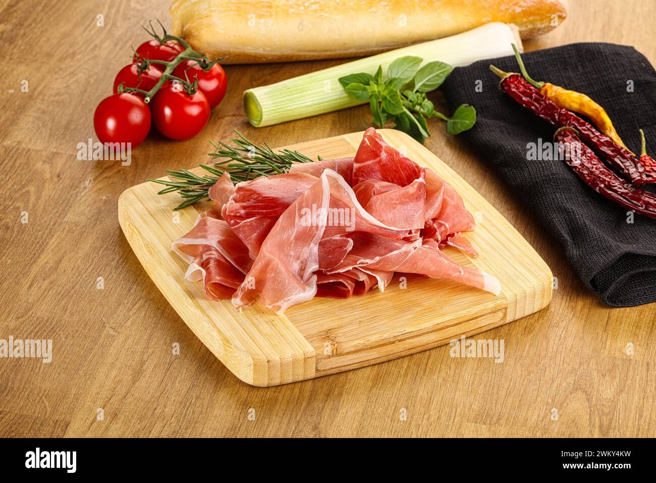 Spanish cuisine pork meat Jamon crudo Stock Photo - Alamy