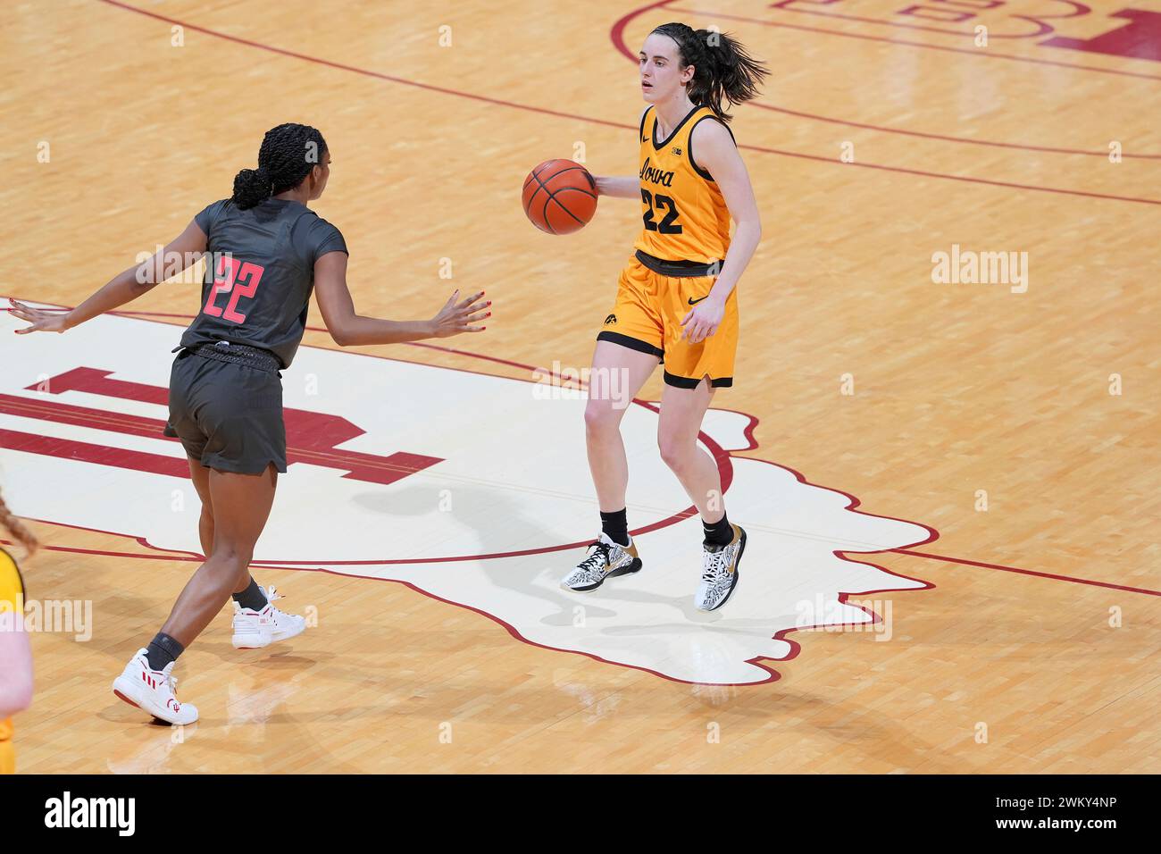 BLOOMINGTON, IN - FEBRUARY 22: Iowa Hawkeyes guard Caitlin Clark (22 ...