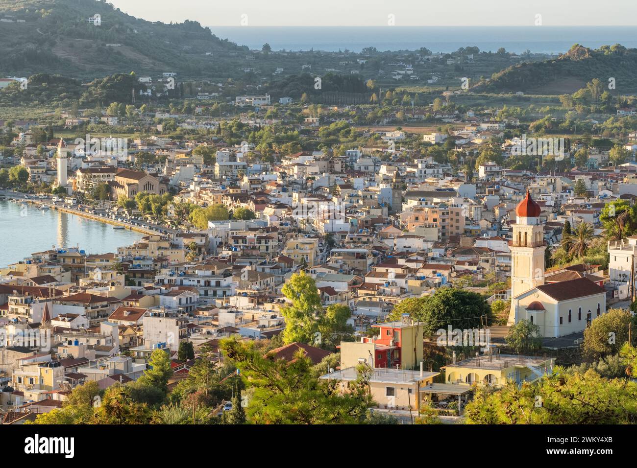 Beautiful cityscape of Zakynthos city from Bochali on Zante island in ...
