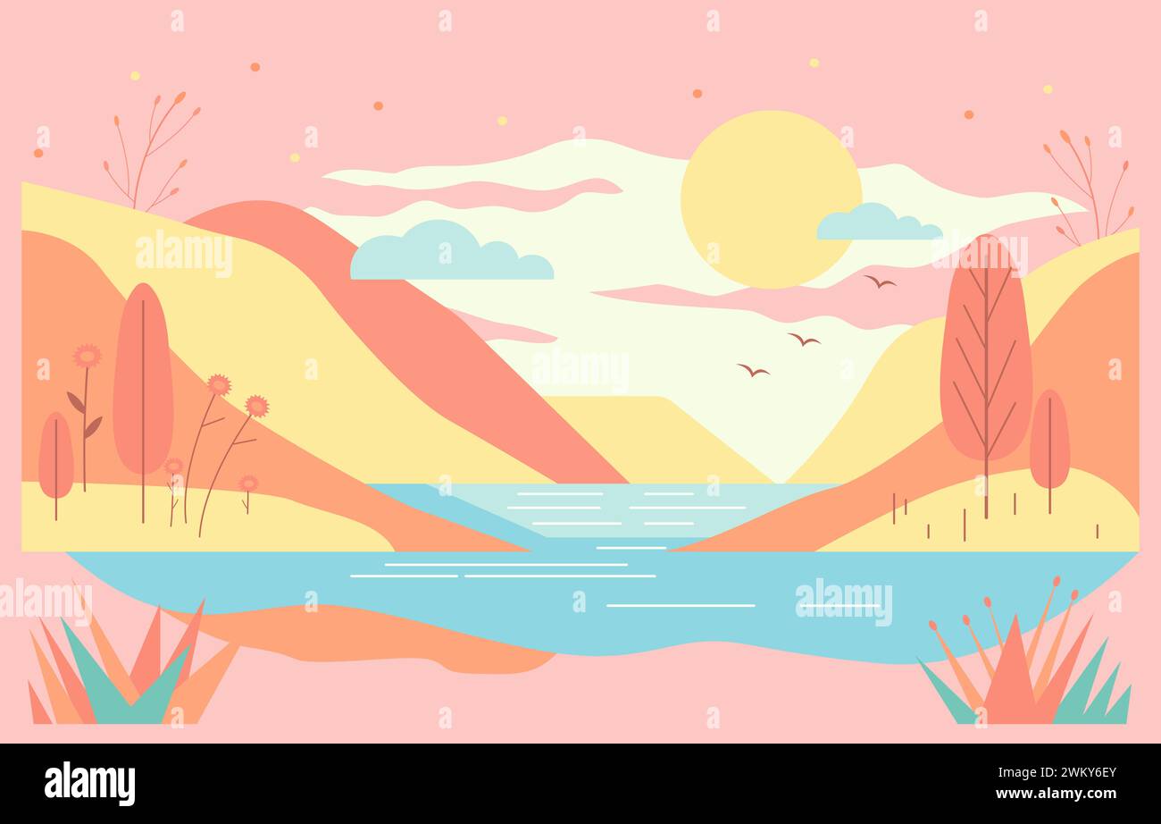 Sun lake springtime Stock Vector Images - Alamy