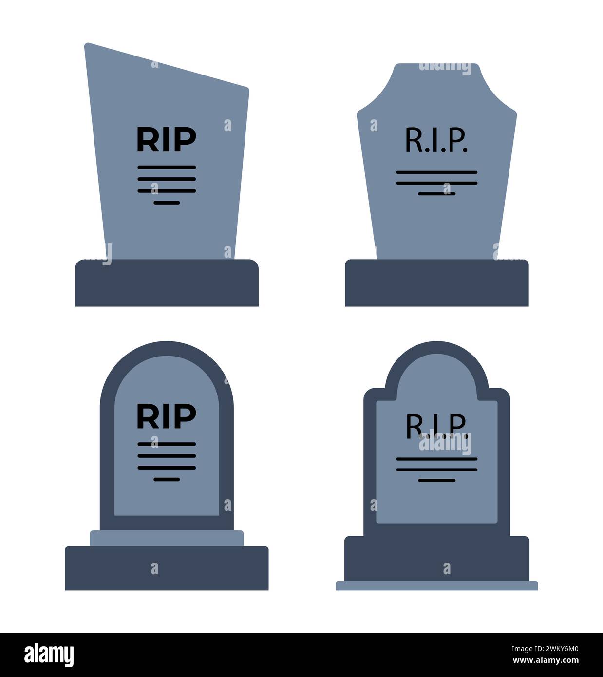 Graveyard tombstone of different shape and form, set. Memory tomb ...