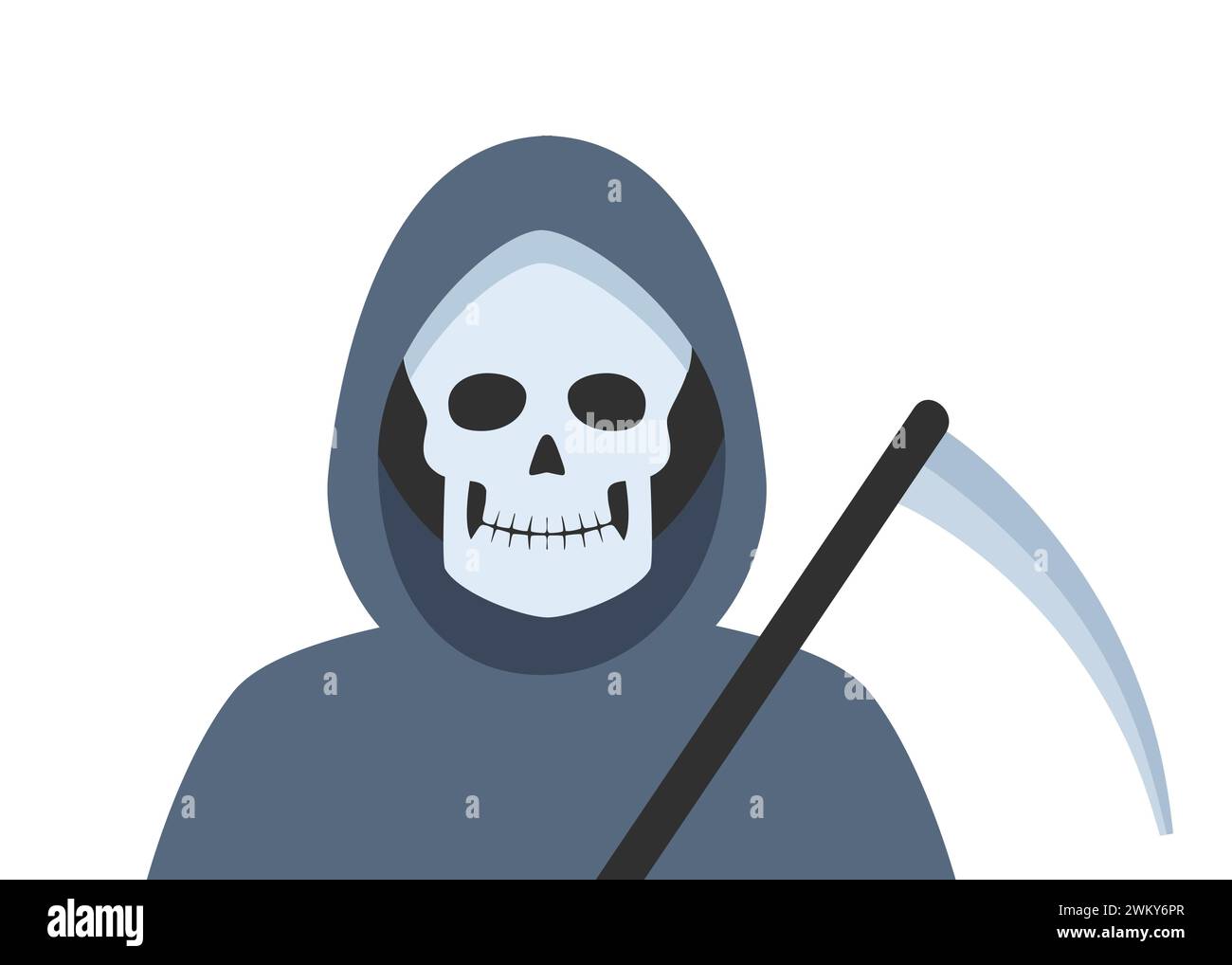 Grim reaper with a scythe, a death character, black and white colours ...
