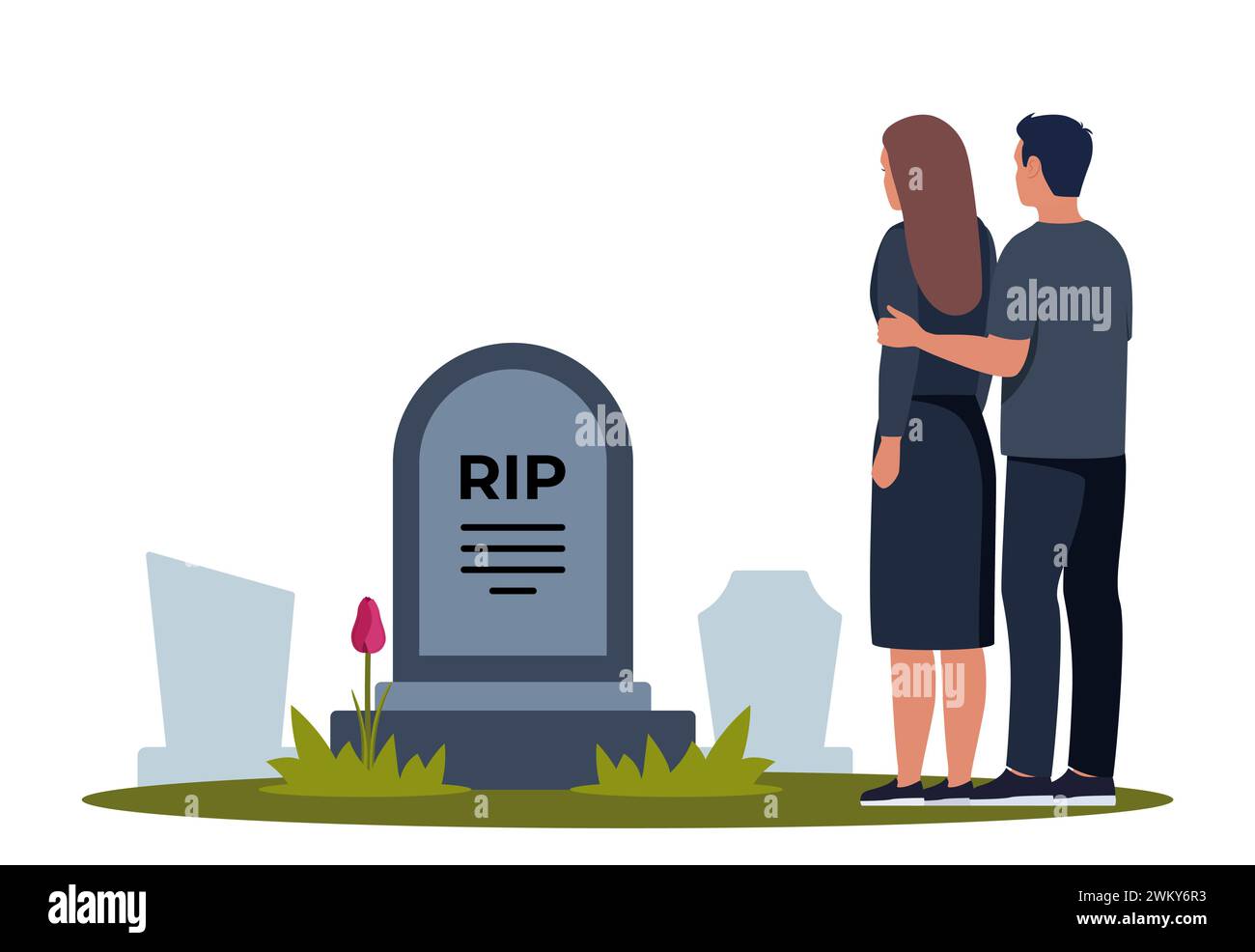 Woman crying grave Stock Vector Images - Alamy